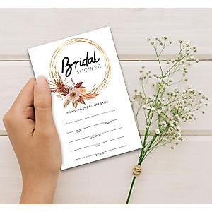 Pampas Grass Bridal Shower Invitations with Envelopes, 25 Pcs Boho Tropical Desert Blank Fill-in Invites for Wedding Reception, Engagement Party, Bachelorette Party(15)