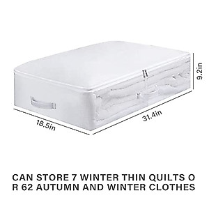 PVC Under-Bed Storage bags with Handle and Zipper Foldable Waterproof Organizer Bag for Clothing,Blankets, Comforters, Toys, Transparent,2or3 Pack