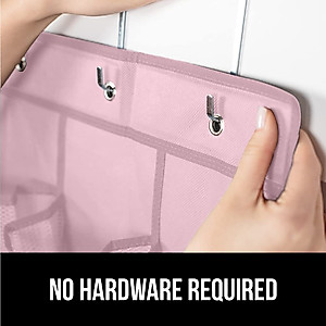 Gorilla Grip Slip Resistant Breathable Space Saving Mesh Large 24 Pocket Shoe Organizer, Up to 40 Pounds, Over the Door, Sturdy Closet Storage Rack Hangs on Closets for Shoes, Sneakers, Lt Pink