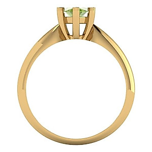 Clara Pucci 1.0 ct Marquise Cut Solitaire Natural Peridot Engagement Wedding Bridal Promise Anniversary Ring 18K Yellow Gold Size 4.5