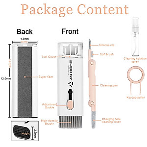 AnHome Keyboard Cleaner Kit Cleaning Tool 7 in 1 for Airpod iPhone MacBook Laptop Monitor Computer Keyboard Brush, Apple Airpods Cell Phone Earbud PC iPad and Electronic Screen Cleaners