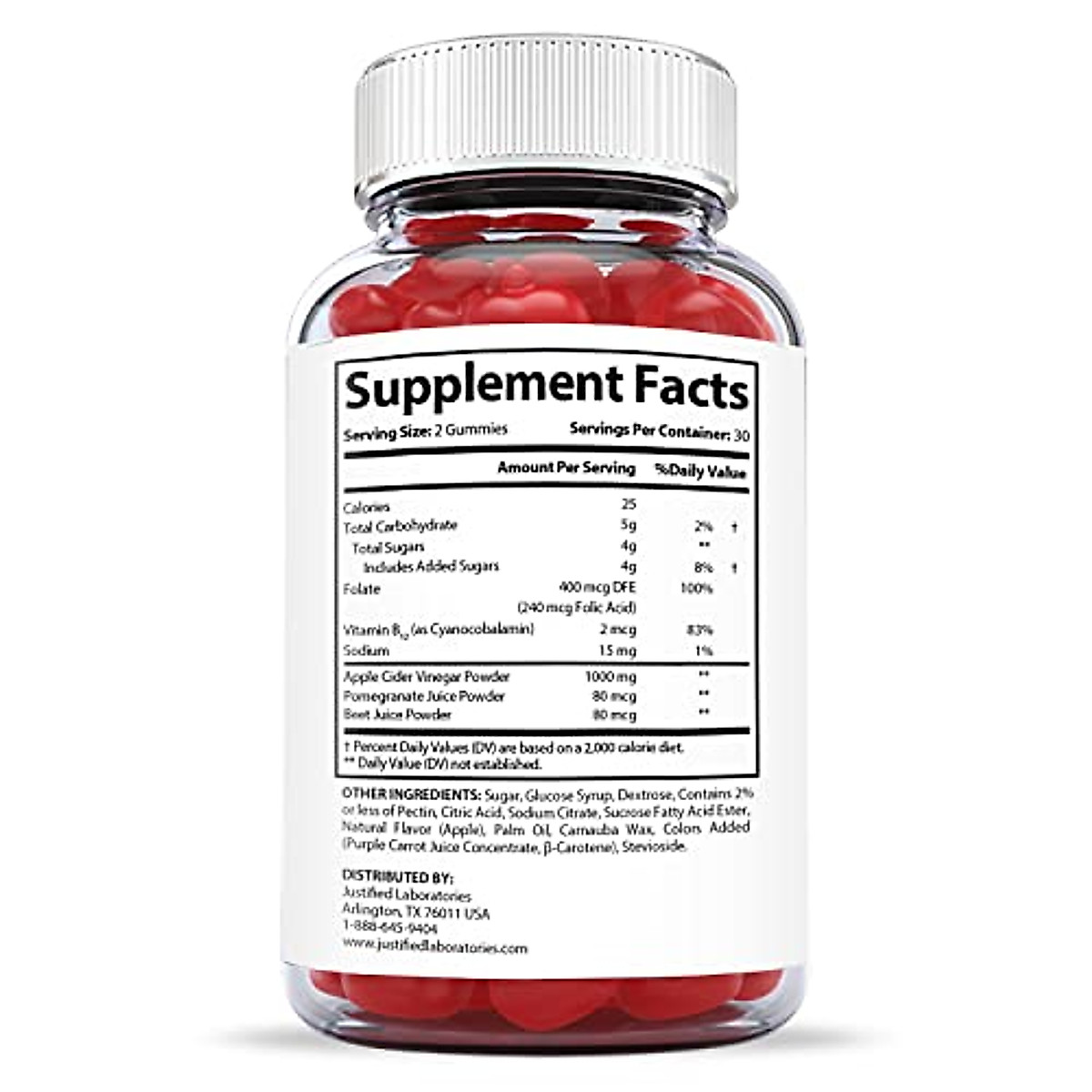 Justified Laboratories (10 Pack) Lifetime Keto ACV Boost Gummies 1000MG with Pomegranate Juice Beet Root B12 600 Gummys