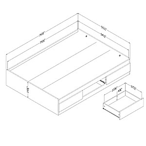 South Shore Fusion Mates Bed with 3 Drawers, Full, Pure White