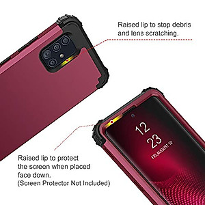 BENTOBEN Compatible with Samsung A71 5G Case, 3 Layer Hybrid Hard PC Soft Rubber Heavy Duty Rugged Bumper Shockproof Anti Slip Full-Body Protective Phone Cover for Samsung A71 5G 2020, Wine Red