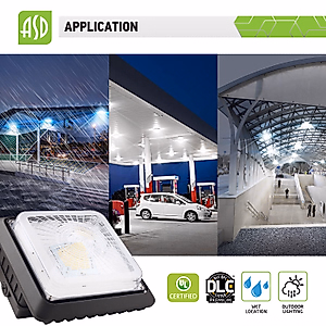 ASD 5000K Canopy LED Lights 347V-480V Dimmable IP65 40W 5400Lm Outdoor Ceiling Lights with J-Box | Light Fixture Canopy | Gas Station and Garage Light | LED Parking Lot Light UL&DLC