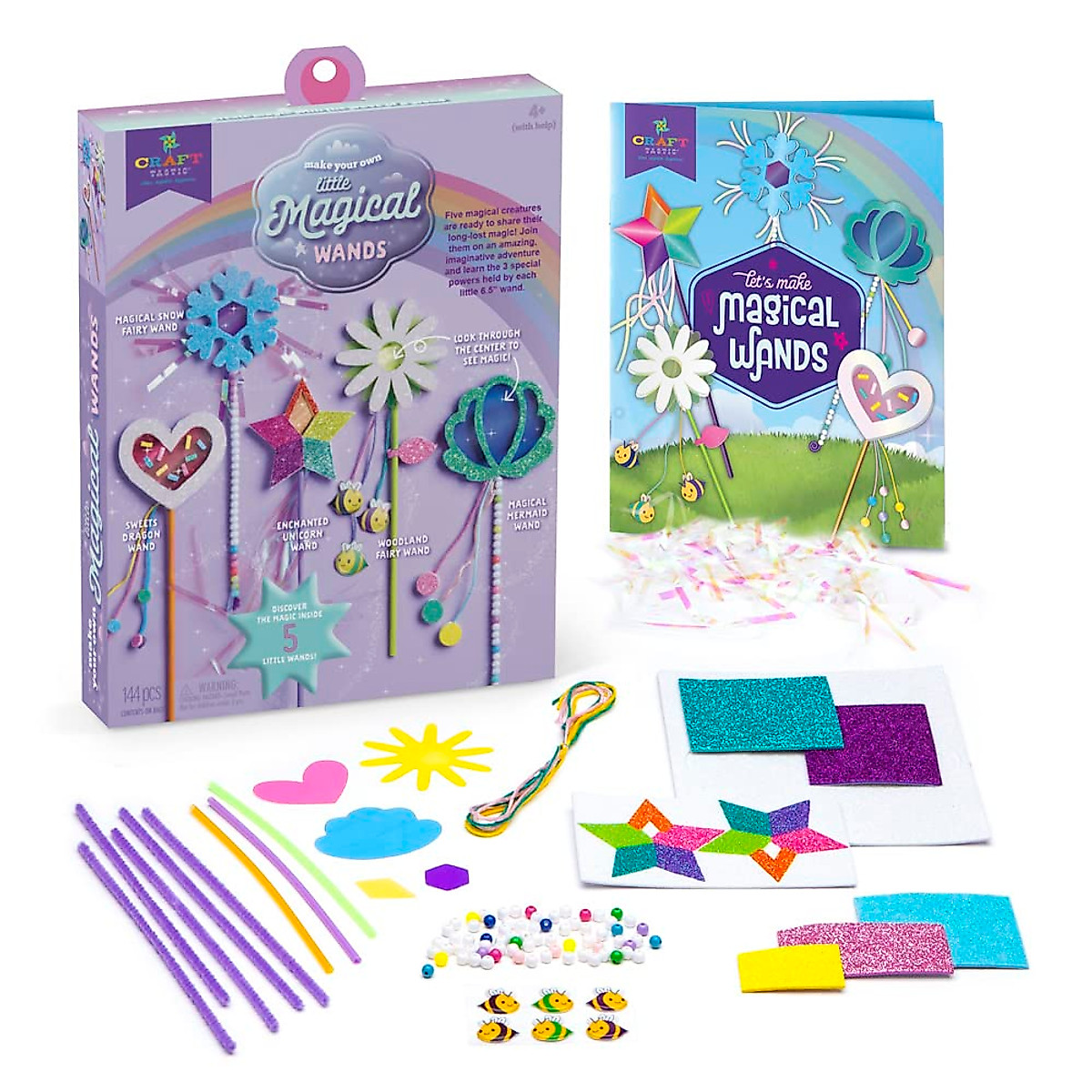 Craft-tastic — Make Your Own Little Magical Wands — Everything Included for 5 Fun DIY Magic Wands Art & Crafts Projects — Ages 4+