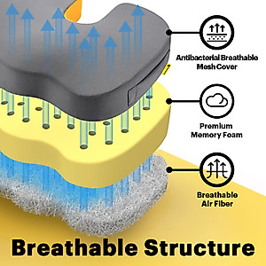 Lemonduck Seat Cushion, Memory Foam Chair Cushion for Office Chair Car Seat Wheelchair, Sciatica Coccyx Tailbone Back Pain Relief