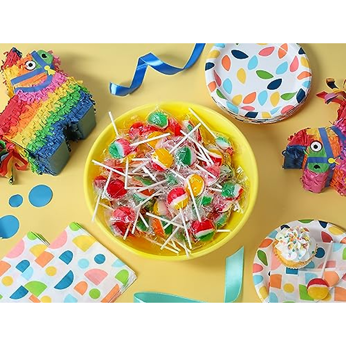 Lollipop Suckers - 3 Pounds - Classic Flat Lollipops Individually Wrapped - Tiger Pops - Candy Lollipops for Kids, Doctors Office - Split Flavor Suckers