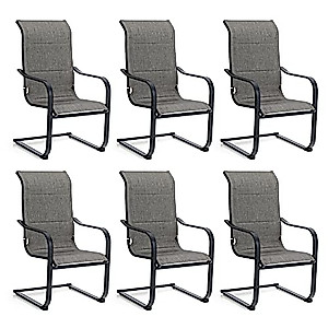Sophia & William Patio Dining Chairs C Spring Motion Chairs for 6 High Back Patio Chairs Quick Dry Textilene Outdoor Furniture Support 350lbs for Lawn Garden Balcony Pool Backyard Weather Resistant