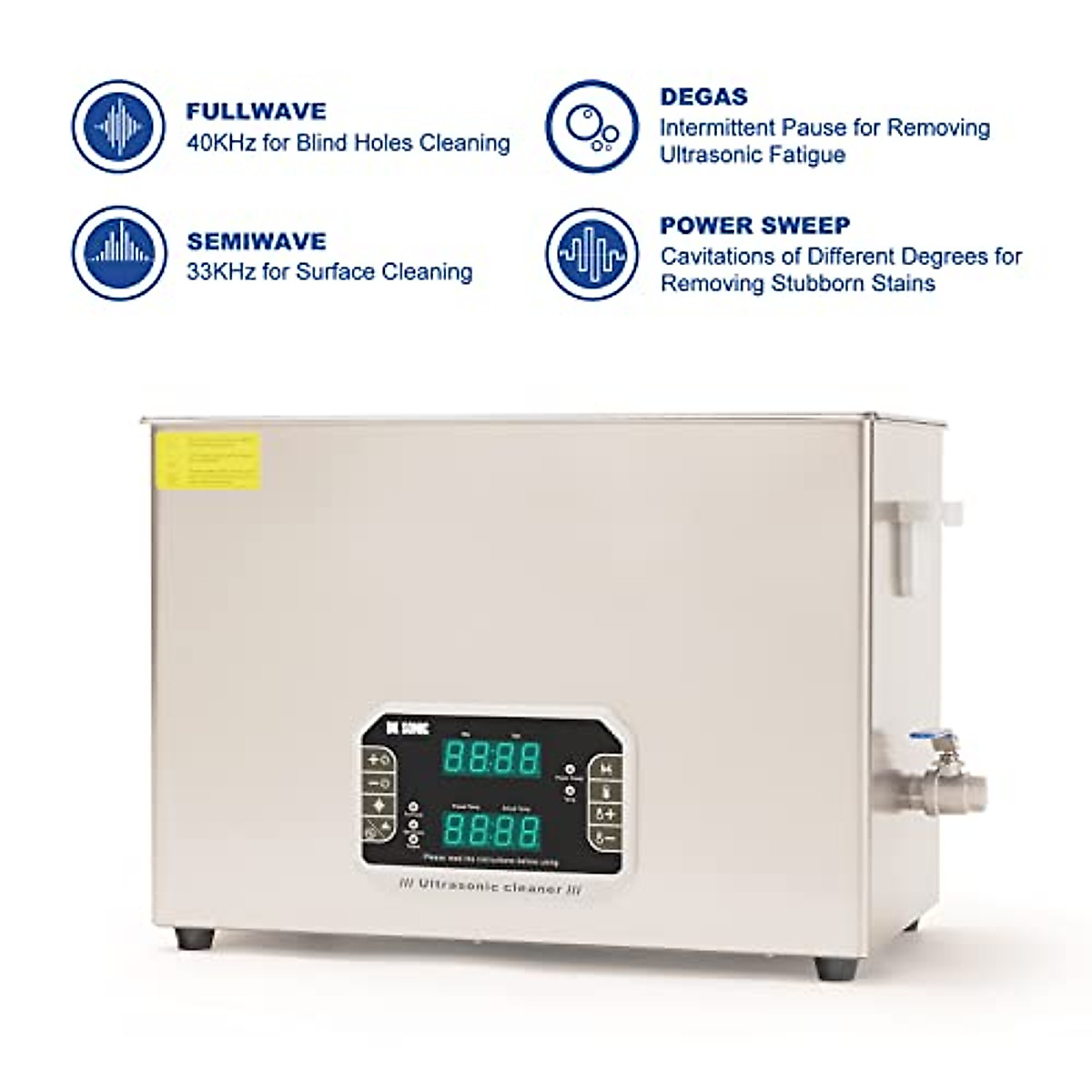 DK SONIC Touch Ultrasonic Cleaner with Heater,Digital Timer and Basket Multiple Cleaning Mode for Lab Tools, Metal Parts, Carburetor, Auto Parts, Engine Parts, etc (30L, 110V)