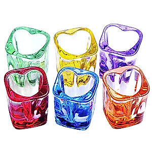 Jaepsing Shot Glasses, 2oz Heavy Base Shot Glasses Sets of 6/Heart Shaped Shot Glasses/Rainbow Shot Glasses/Square Shot Glasses/Espresso Shot Glasses/Bulk Shot Glasses
