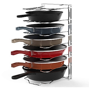 Simple Houseware 7 Adjustable Compartments Pot and Pan Organizer Rack Lid Holder, Chrome