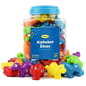 Boley Educational Alphabet Dinosaur Toys for Toddlers - 52 Piece ABC Dinos Playset for Early Learning, Fine Motor Skills - Colorful Preschool Letter Puzzles for Kids Ages 2 and Up