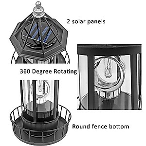 Retro LED Solar Rotating Lighthouse Beacon Lamp , Outdoor Waterproof Garden Solar Hanging Lantern for Patio Fence Garden Decoration- 1pc (1521cm)