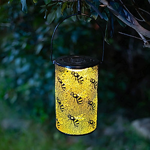 FLJZCZM Solar Lanterns Lights Outdoor Lantern Hanging Garden Metal Retro Light Battery Table Lamp Decorative Yard Camping Waterproof Yellow