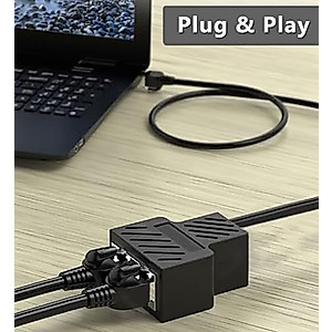 Snlrntin Ethernet Splitter Cable RJ45 Network Adapter, 1 Male to 2 Female LAN Internet Cable Adapter, Suitable Super Cat5, Cat5e, Cat6, Cat7