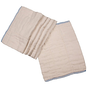 OsoCozy Prefolds Unbleached Cloth Baby Diapers, Size 1 (7-15 lbs), 6 Pack, Soft, Absorbent and Durable 100% Natural Cotton