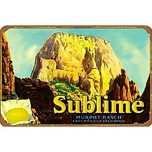 TYmall Retro Tin Wall Plaque Murphy Ranch East Whittier Sublime Lemon Citrus Fruit Crate Label Art Print Vintge Metal Poster Bar Accessories for Home Pub 8X12Inch