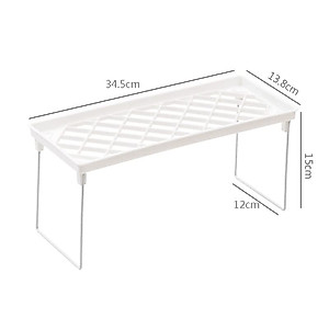 Cyrank Dormitory Storage Shelf, Desktop Storage Rack Organizer Metal Foldable Design Simple Style Desktop Display Shelf for Home Dormitory Office(S)