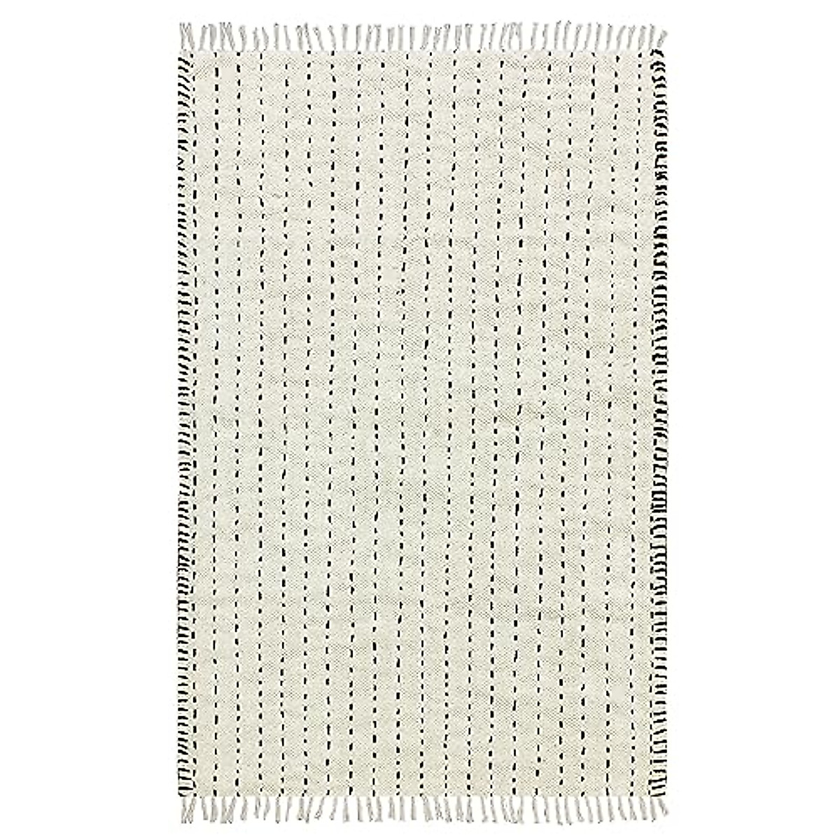 Casavani Boho Bathroom Rug Machine Washable Throw Rugs Bohemian Geometric Area Rug with Tassels Hand Woven Farmhouse Kitchen Sink Rug for Dining Room Bedroom 12x18 Feet