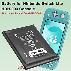Pickle Power Switch Lite Battery, HDH-003 Battery Replacement for Switch Lite HDH-001 Game Console with Tool Set
