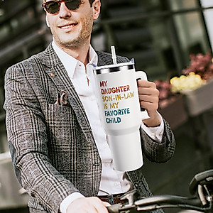 qynspngs Gifts for Mother/Father In Law from Son In Law Funny Mother's/Father's Day Gifts for Mom Christmas Gift for Dad,40 oz Mom/Dad Tumbler with Handle Brithday Gift