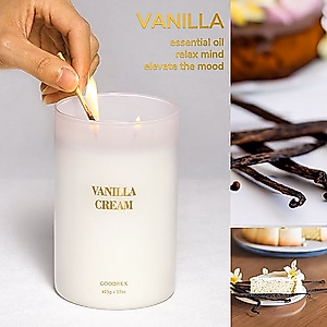 Goodpick Vanilla Scented Candles 22 oz, Luxury Aromatherapy Candles for Home, 2-Wick Soy Candle, Large Jar Candles Gifts for Women, Bath Gift, Christmas, Birthday, 120 Hours Burn Time