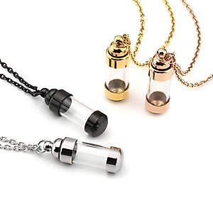 Zysta Arylic Urn Necklace for Ashes Clear Glass Cylinder Pendant Creamation Vial Necklaces Ash Locket Tube with 24 inch Chain Holder Container Keepsake Memorial Urns Jewelry