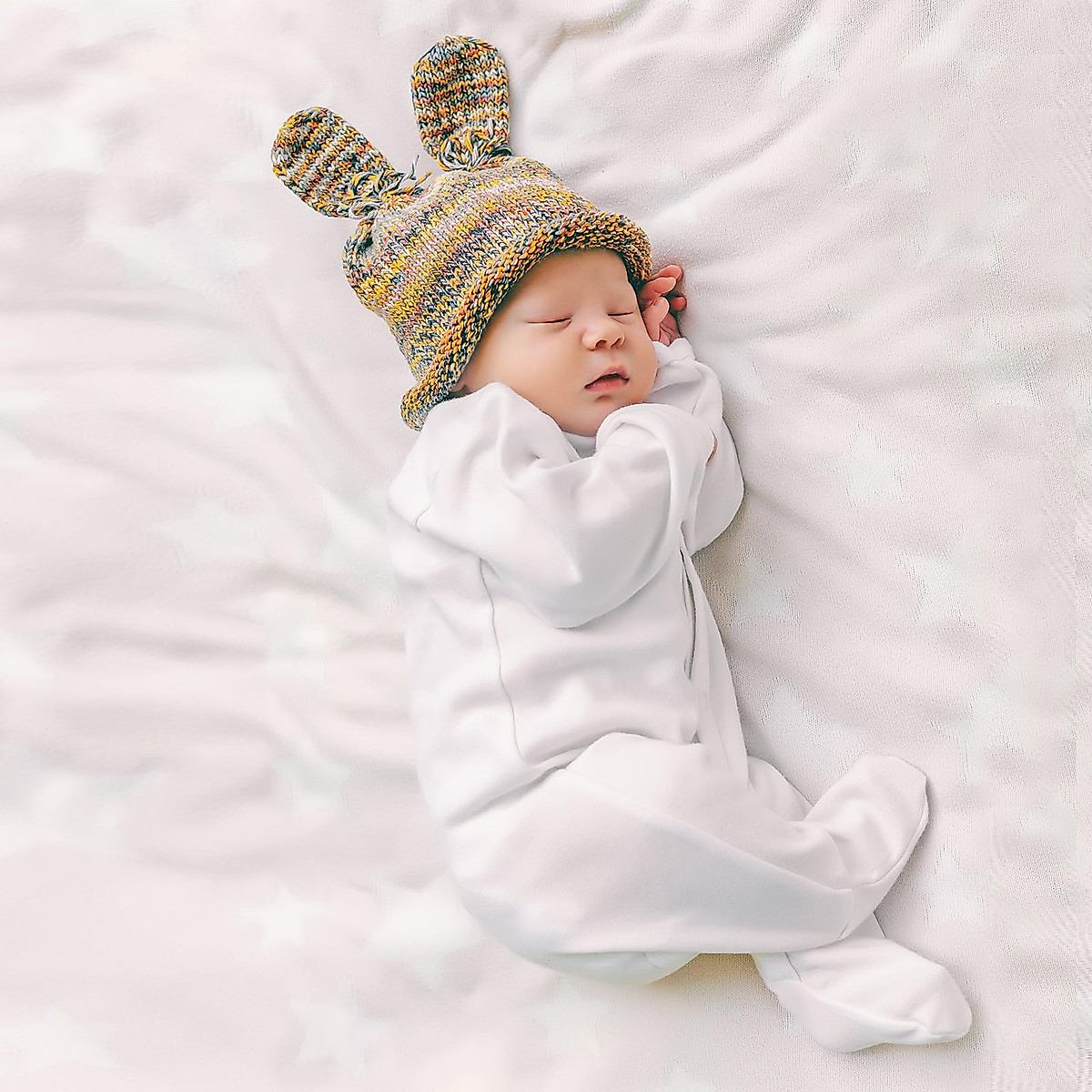 OPAWO Newborn Baby Footed Romper with Mitten Cuffs Blank Cotton Onesie Double Zipper Jumpsuit for Boys Girls 0-6 Months(Zipper/Black/White/Gray,0-3Months)