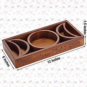SSISSI Moon Tray - Crystal Holder for Stones- Wooden Jewelry Holder - Crystal Tray - Decorative Tray - Zen Decor - Essential Oil Storage - Crystal Display Holder - Boho Key Tray -Tarot Card Holder