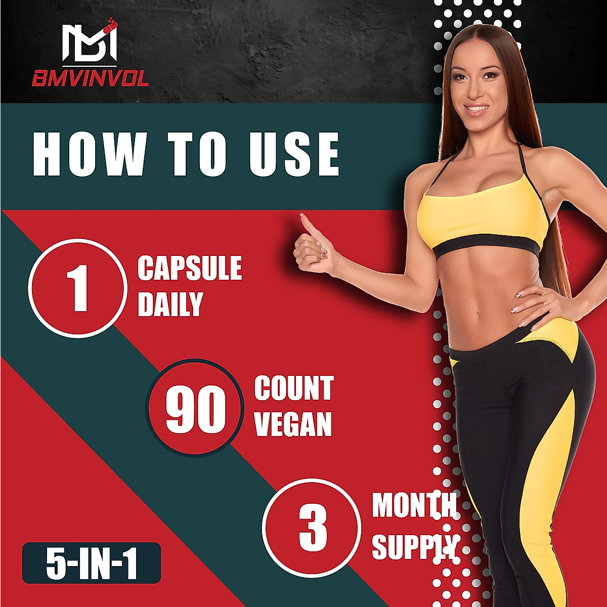 5-in-1 Berberine with Ceylon Cinnamon Milk Thistle Turmeric Artichoke - 3 Month Supply - 90 Capsules