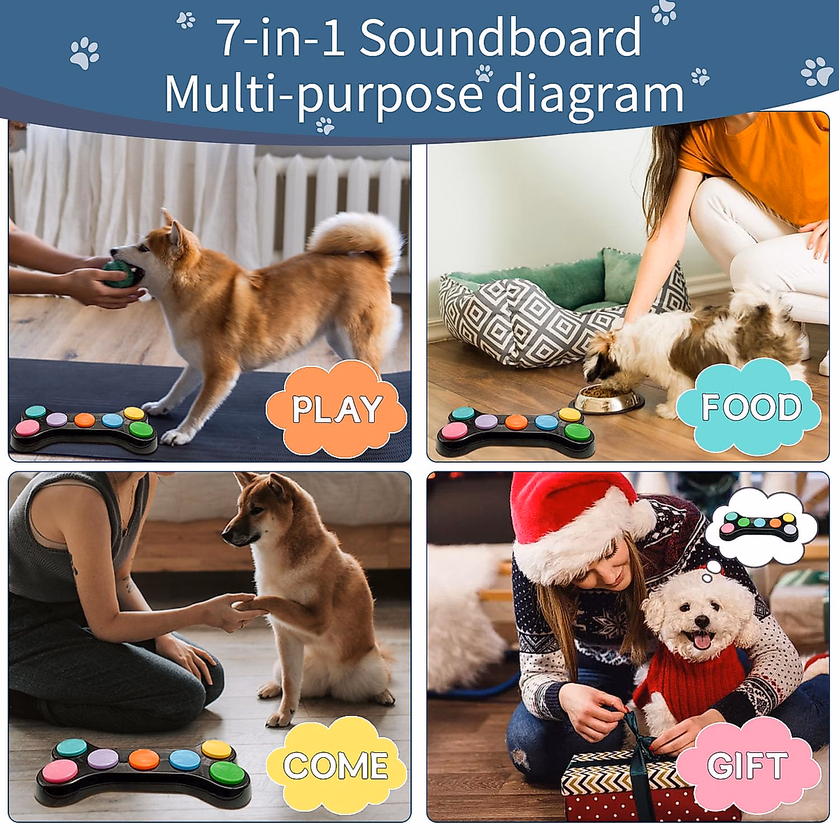Dog Buttons for Communication with Sticker,7 in 1 Voice Recording Button,Dog Talking Buttons,Pet Buttons,Dog Training & Behavior Aids,Train Your Dog to Voice What They Want