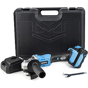 NEIKO 10881A Cordless Angle Grinder, 4 1/2-Inch Grinder with Variable Speed, 20V 4.0A Li-ion Rechargeable Battery, Powerful 8,000 rpm Brushless Motor, Grinders Power Tools, Cordless Grinder Tool