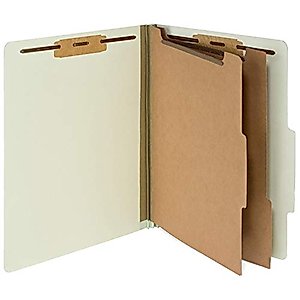 10 Letter Size Gray Green Classification Folders - 2 Divider - 2 Inch Tyvek Expansions - Durable 2 Prongs Designed to Organize Standard Medical Files, Office Reports - Letter Size, Green, 10 Pack