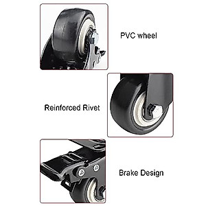 , 1.5″ Silent Swivel, 2″ with Brakes, PVC Caster Kit, for Trolley, 4pcs (Color : Fixed, Size : 1.5inch)