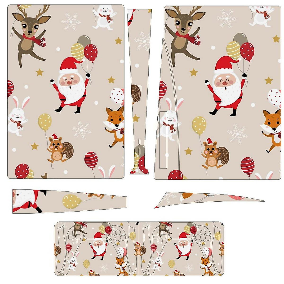 AoHanan Merry Christmas with Santa Clause 5 Skin Controller Accessories Cover Skins Anime Vinyl Cover Sticker Full Set for 5 Disc Edition