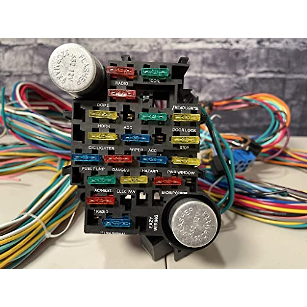 Auto Parts Prodigy Universal Wiring Harness Kit - 21 Circuit Long Wires Standard Color Wiring Harness Kit Replacment for Chevy Mopar Hotrods Ratrods Ford Chrysler Universal Automotive Wiring