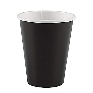 Amscan Durable Party Paper Cups, 9 oz, Jet Black, 12 Each