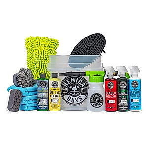 Chemical Guys HOL126 14-Piece Arsenal Builder Car Wash Kit with Foam Gun, Bucket and (5) 16 oz Car Care Cleaning Chemicals (Works w/Garden Hose)