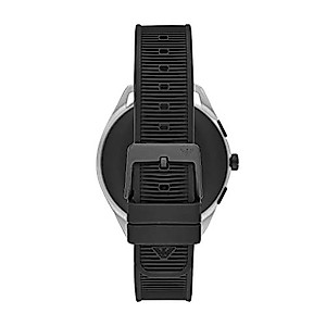 Emporio Armani Men's Smartwatch 3 Touchscreen Aluminum and Rubber Smartwatch, Black and silver-ART5021