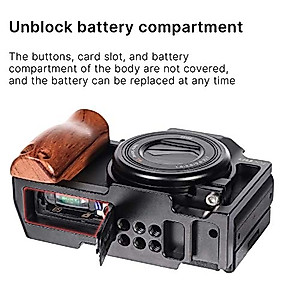 UURig ZV1 Camera Cage for Sony ZV-1 Camera Video Shooting Cage Rig Filming Accessories 3/8“ Arri Locating 1/4" Cold Shoe Extension for Microphone/ Light w Wooden Handle Grip, Vlogger Content Creator
