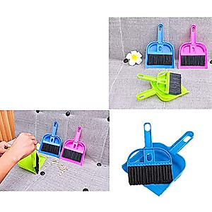 Mini Dustpan and Broom Set Portable Plastic Brush Set (Blue) Used for Desk, Home, Kitchen,Cage Cleaning of Any Small Animals, Guinea Pigs, Rabbits, Hamsters