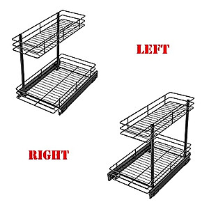HOSUN Pull Out Under Sink Cabinet Organizer, 2 Tier Slide Wire Shelf Basket- 10.43W x 17.32D x 14.56H - Request at Least 12 inch Cabinet Opening, Perfect For Kitchen/vanity Under Sink Storage