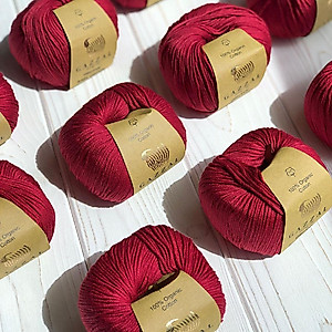 Gazzal Organic Baby Cotton Yarn 100% Organic Cotton, 2 Ball (Pack) Total 3.52 Oz. Each 1.76 Oz (50g) / 125 Yrds (115 m), 3 Light DK,Global Organic Textile Standard(GOTS) (438 Orange)