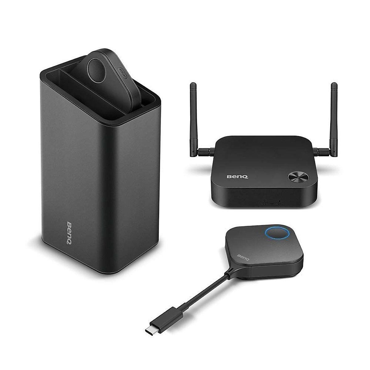 BenQ InstaShow WDC10C Wireless Presentation Screen Mirroring for Meeting Rooms, Enterprise-Grade Security encryption, Includes 2 USB-C transmitters (up to 16)& Holder, 33ft Range, 60fps, no app Needed