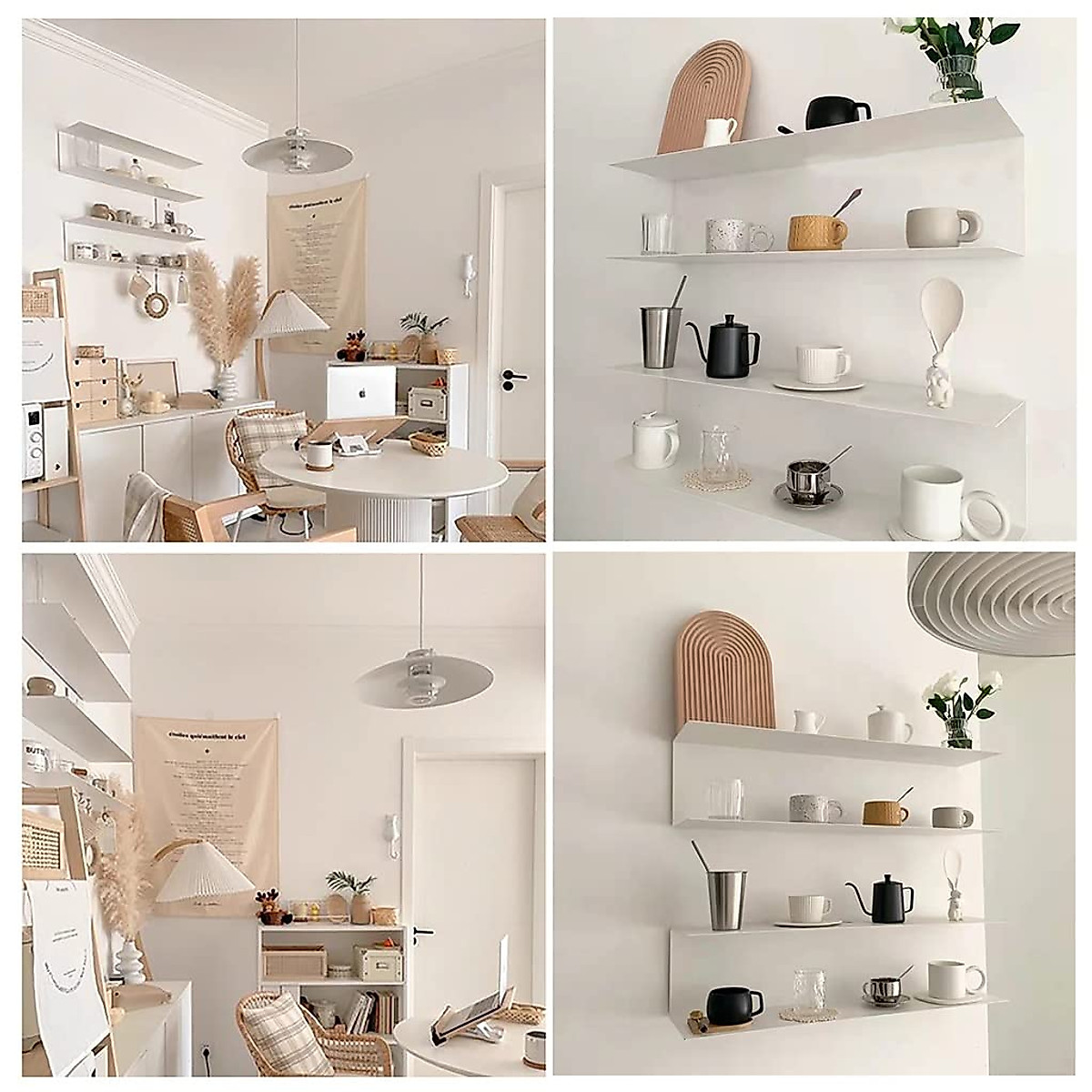 TAUODUYY Iron One-Piece Wall Shelf, Scandinavian Style Kitchen Wall Spice Storage Rack, Living Room Cup Holder, Bedroom Bookshelf, White ( Color : 1PCS , Size : 100X15X20CM )