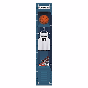 Sports Growth Chart Basketball Locker Custom Name Gift for Kids Room Decor Personalized Growth Chart