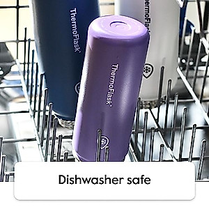 ThermoFlask 24 oz Double Wall Vacuum Insulated Stainless Steel 2-Pack Of Water Bottles, Mayan Blue/Black