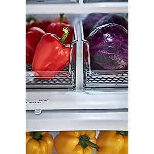 Spectrum Diversified Hexa in-Fridge Large Refrigerator Bin for Storage and Organization of Fruit Vegetables Produce and More, 15 x 6 x 4.25, Clear/Dark Gray