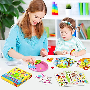 ZMLM Arts Crafts Gift Christmas: Paper Plate Art Kit for Girl Boy Art Supply Project Toddler Creative Fun Children Preschool Party Favor Bulk Activity Birthday Game Xmas Holiday Crafts Toys for Kids